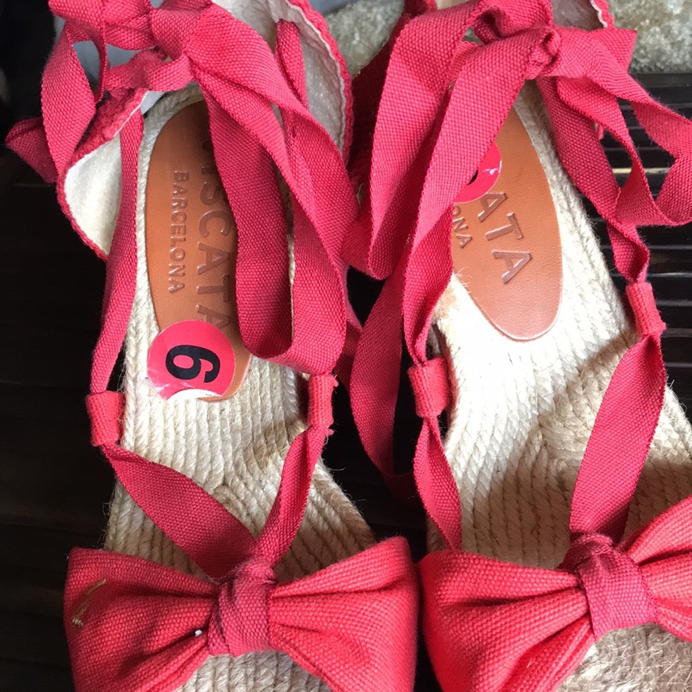 Viscata Red Espadrille Wedge Open Toe Sandals - Gem